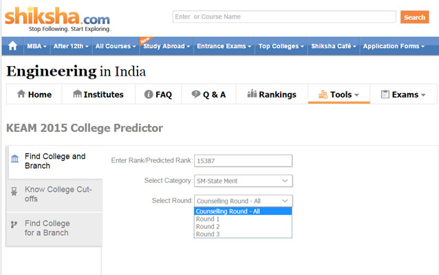 KEAM College Predictor: Find College & Branch | shiksha.com