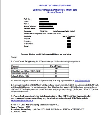 JEE Main 2016 Results: Know your score card | Shiksha.com