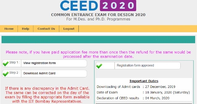 CEED 2020 Admit Card (Released) - Download & Check the Steps Here