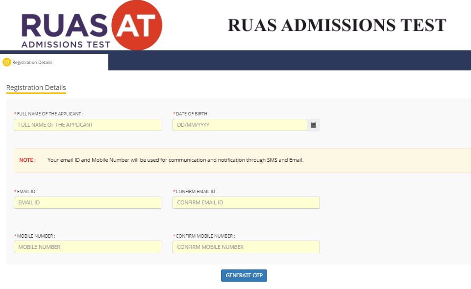 RUASAT 2026 Application Form: Registration Process, Fees & Dates