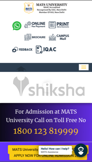 MATS University Admission 2020: Cutoffs, Eligibility, Application, Fee ...