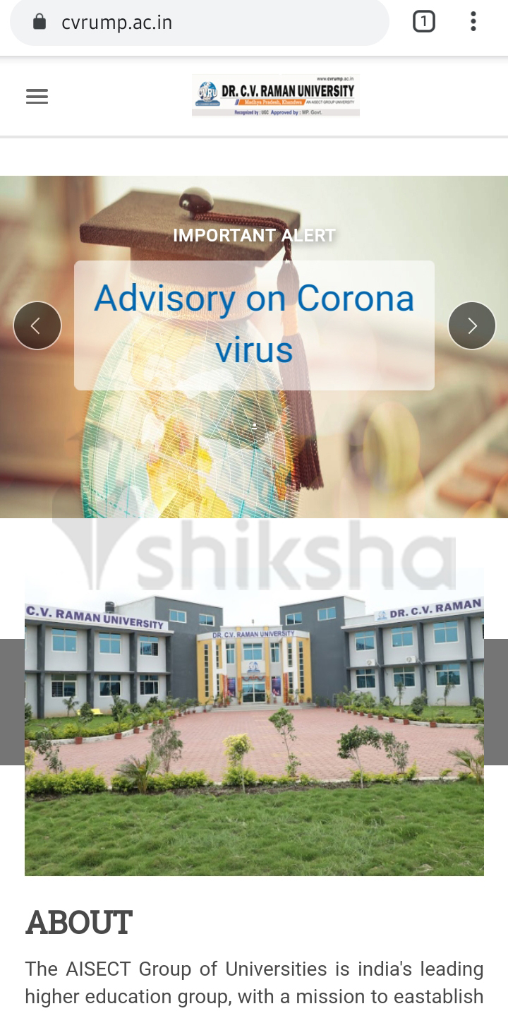 Dr. C.V. Raman University, Madhya Pradesh Admission 2025: Fees ...