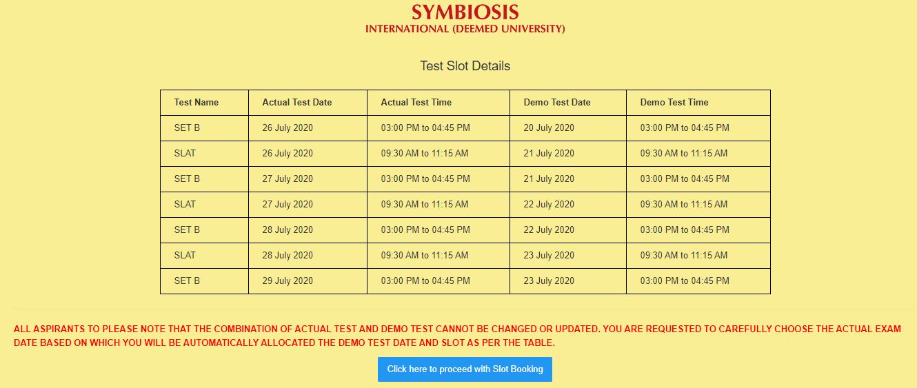 SLAT Slot Booking 2021: Available Dates & Time for Slot Booking