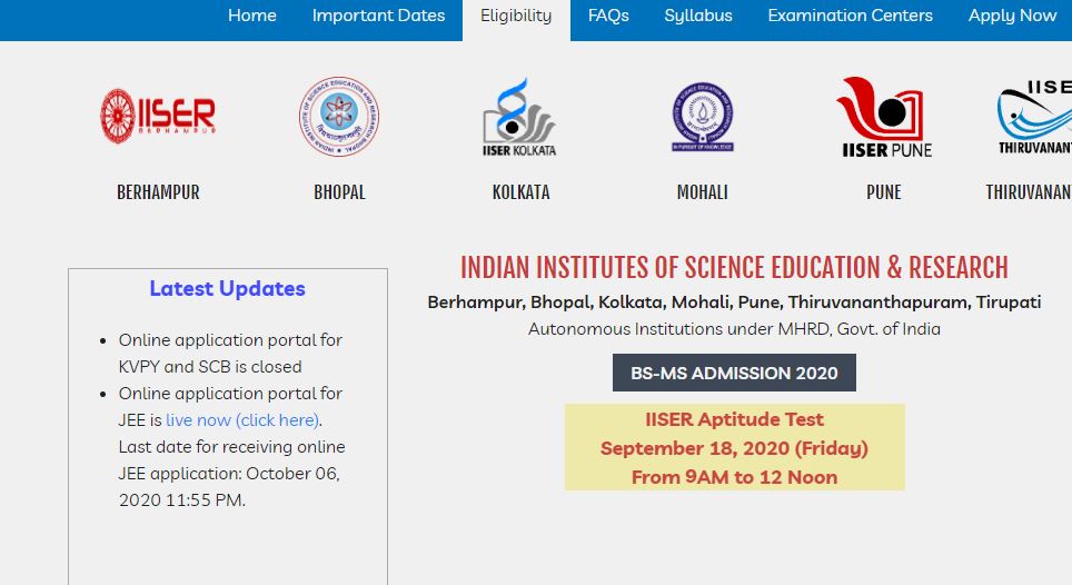 IISERs open application window for students applying through JEE Advanced | Check details