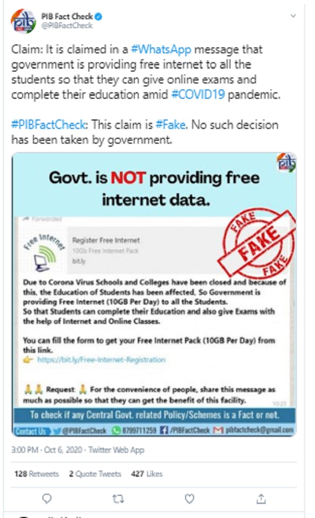Fake News: Government not to provide 10GB free data to students