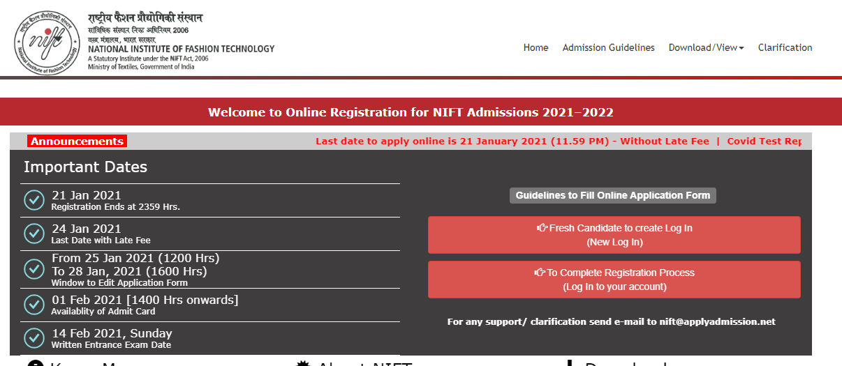 NIFT Entrance Exam MFTech Application Form 2021: Check Registration ...