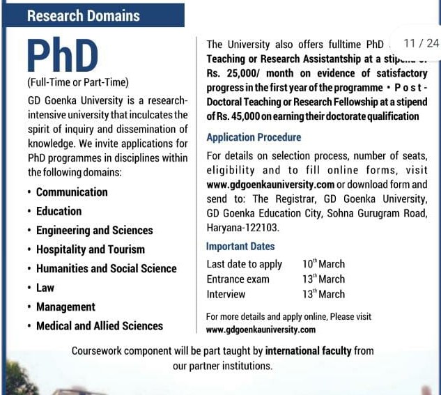 GD Goenka University (GDGU): Courses, Fees, Placements, Cut Off ...