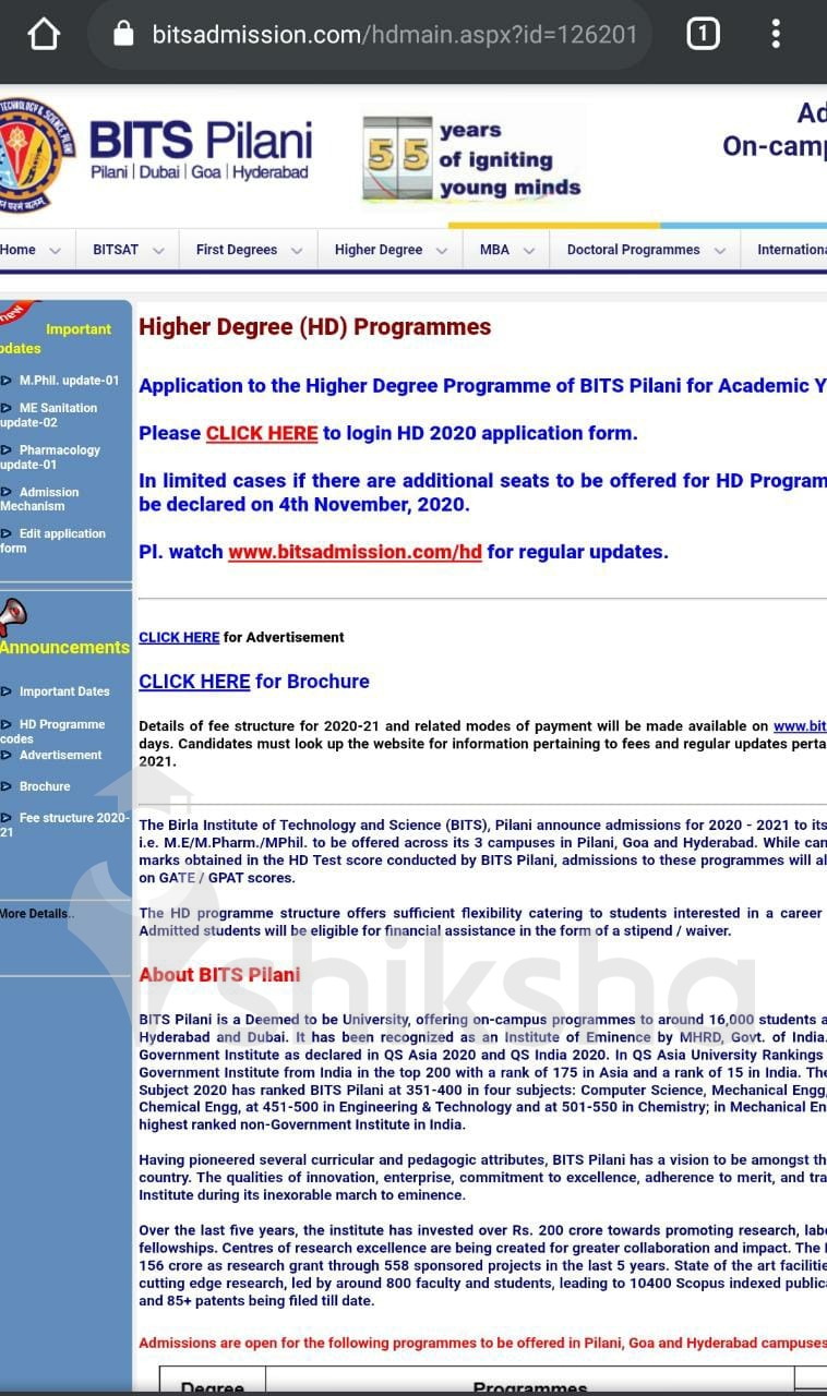 BITS Pilani Admission 2021: BITSAT Form (Out), Eligibility, Selection ...