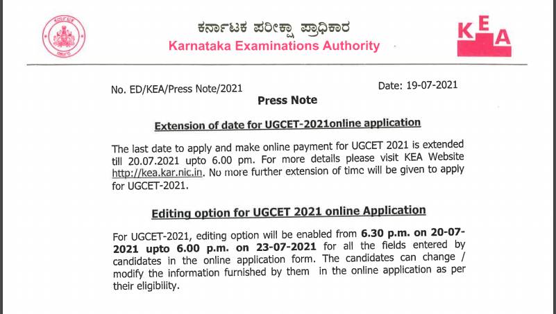 KCET 2021 registration last date extended again; apply until July 20 (6 PM)