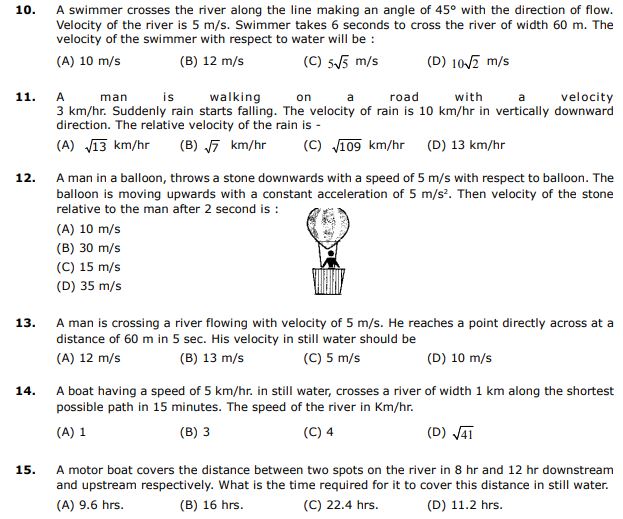 JEE Kinematics Daily Revision Questions