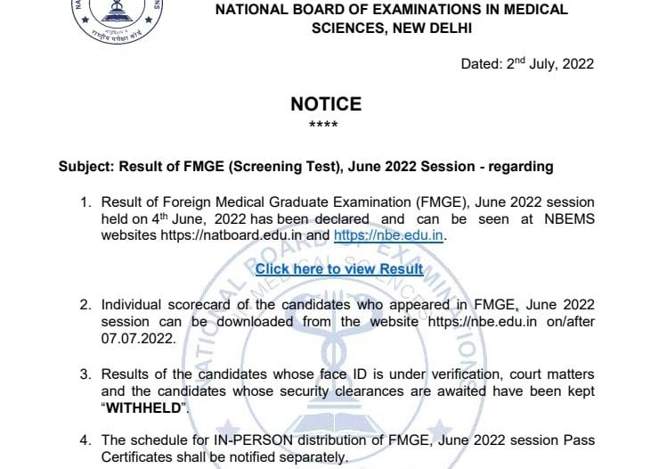 FMGEyear#: Pass Certificates (July 25), Result (Announced), Qualifying ...