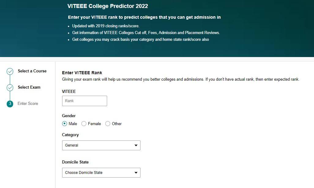VIT Vellore Cutoff 2022: VITEEE Application (Started)