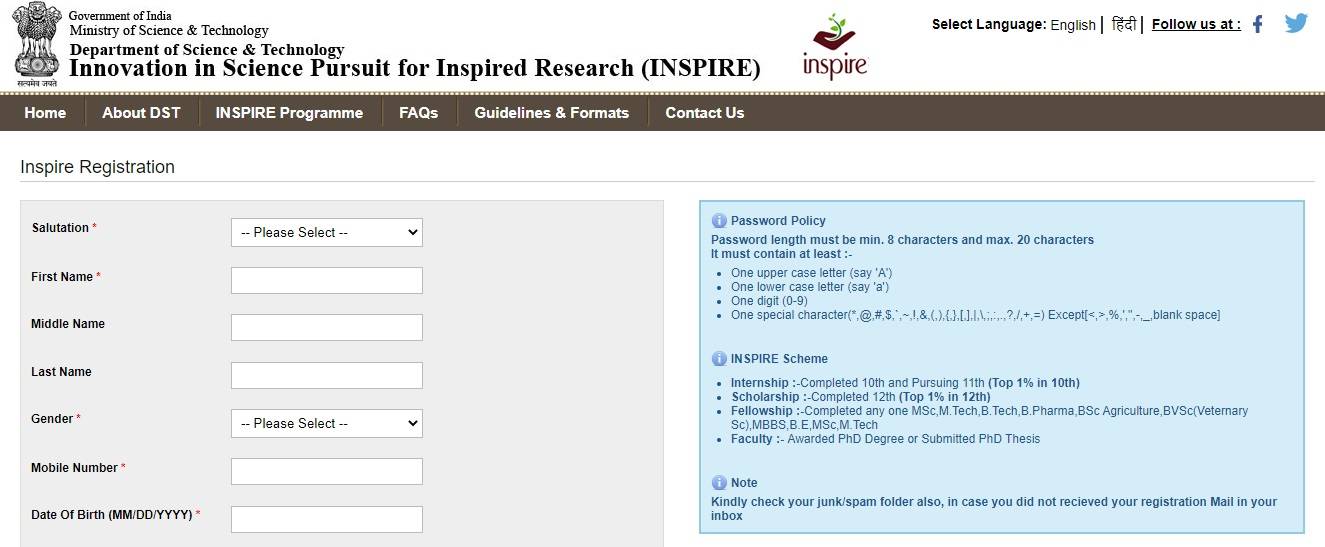 INSPIRE Scholarship Application Form 2023 (Out); Registration Link, How ...