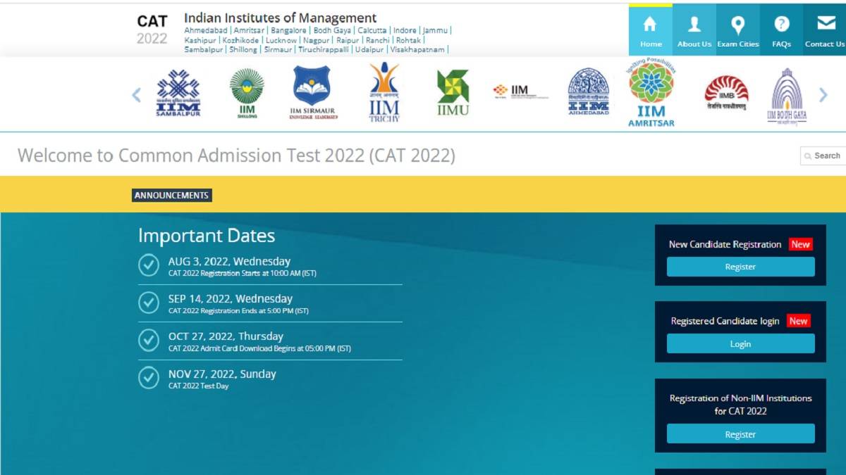 CAT Login 2022: Registration Started, Admit Card, Result & Score Card ...