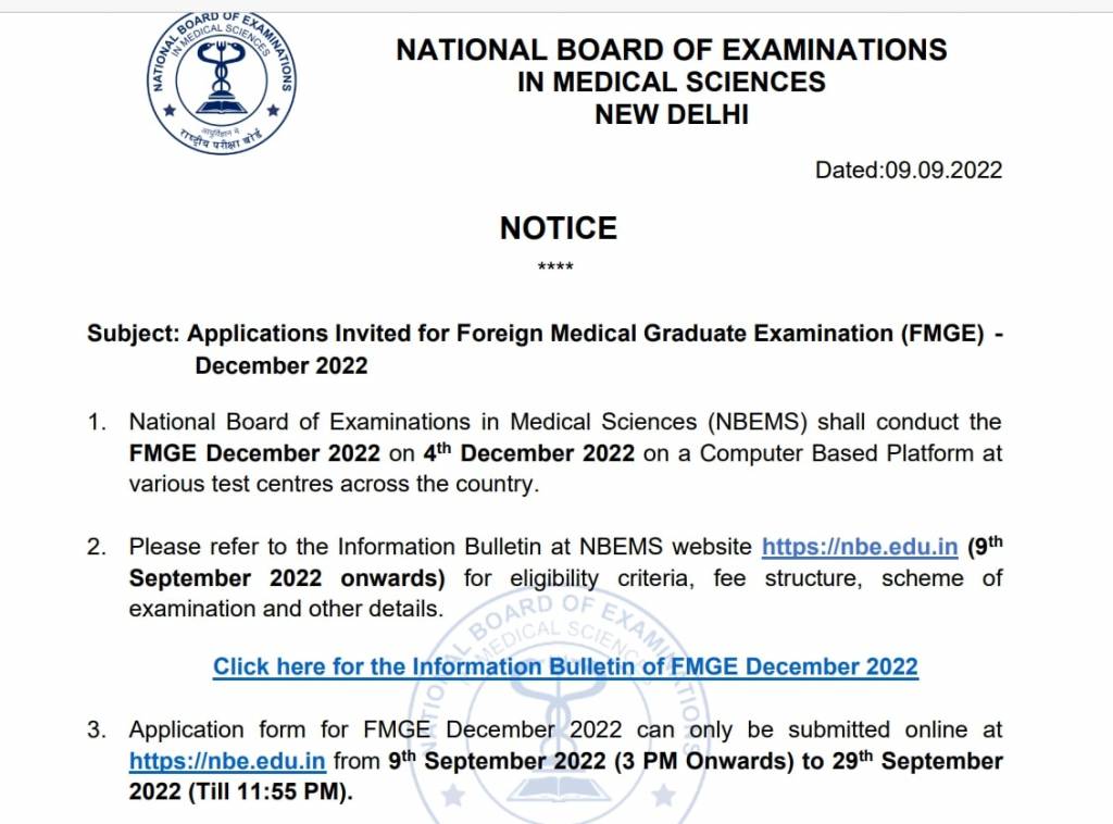 FMGE Exam Date 2022 (Out): Check Registration and Other Dates for ...