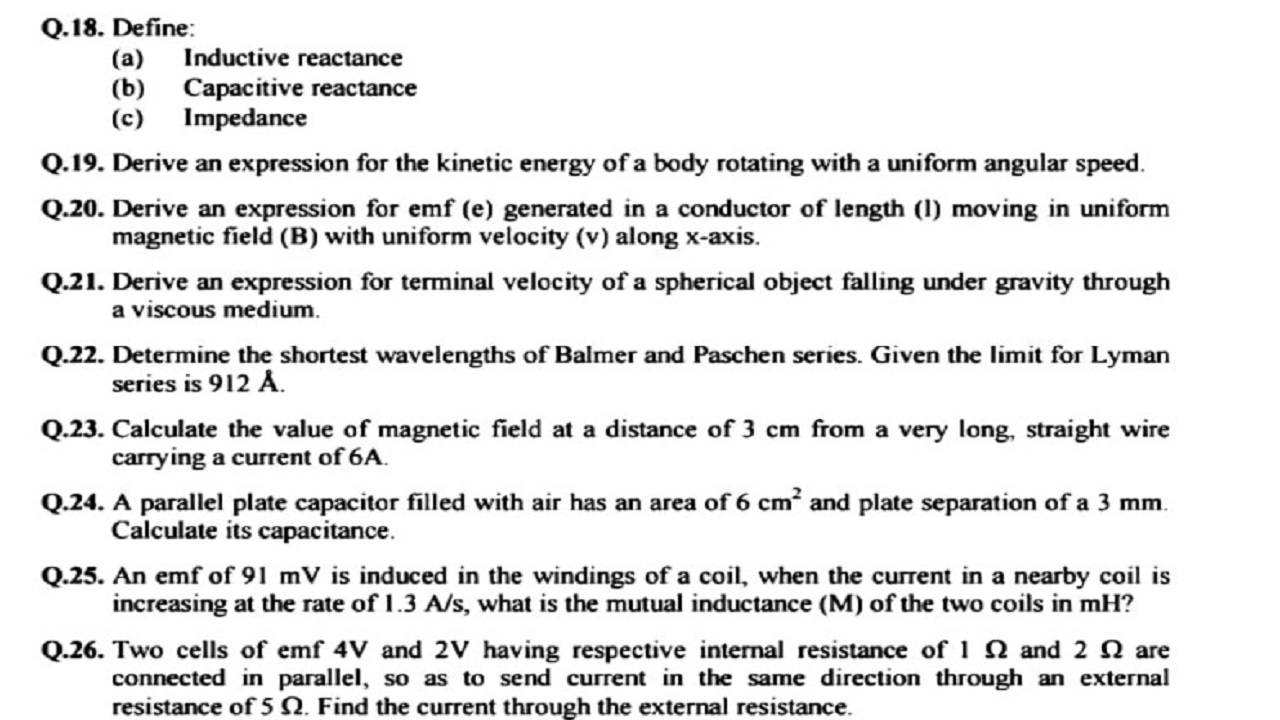 Maharashtra 12th HSC Board Physics Question Paper 2024, 2023, 2022 ...
