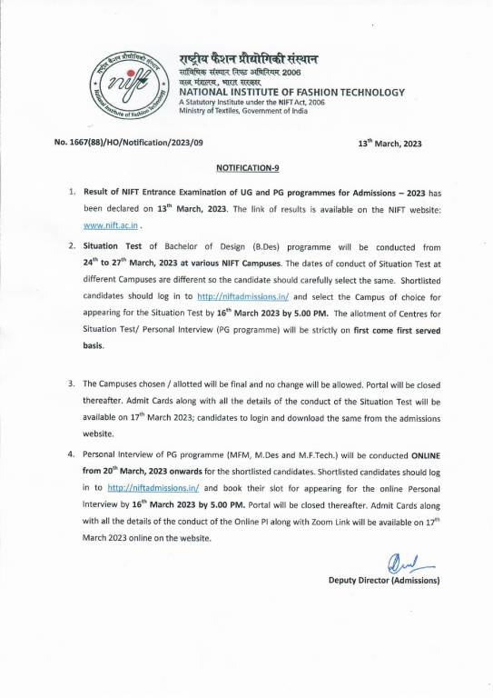 NIFT 2023 FINAL Results (OUT): Download Scorecard at nift.ac.in, Tie ...