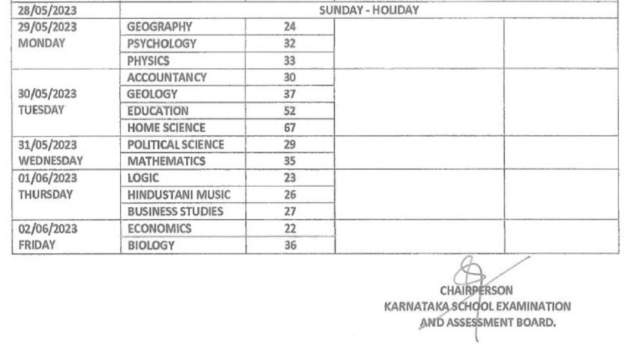 Karnataka 2nd PUC Supplementary Exam Time Table 2023 PDF (Out): Check ...