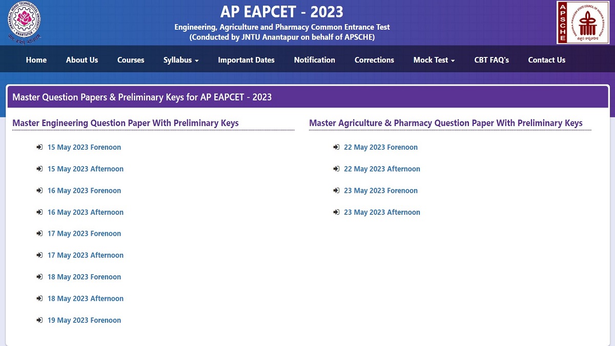 AP EAMCET 2023 Answer Key released @ cets.apsche.ap.gv.in, Download to ...