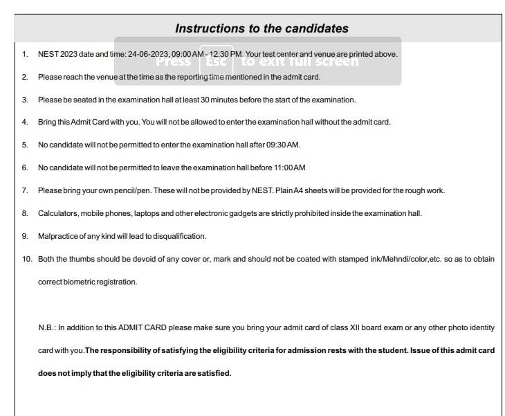 NEST Admit Card 2025: Download Link, Steps to Download NEST Hall Ticket