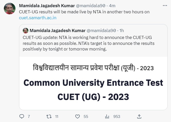 CUET Result 2023 Live: NTA CUET Scorecard Out at cuet.samarth.ac.in, Check Expected Cut Off, Toppers