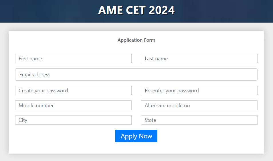 AME CET 2024 Application Form (OUT): Registration, Fee, Apply Online ...