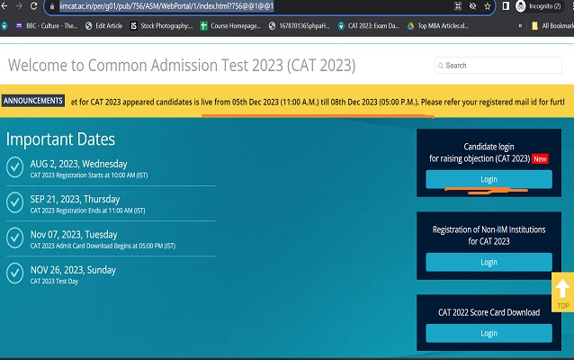 CAT 2023 Response Sheet Link (Out) at iimcat.ac.in; Download IIM CAT ...