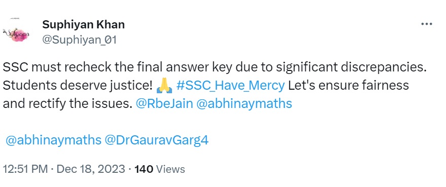 Candidates Unite on X, Demanding Rechecking of SSC CGL 2023 Final ...