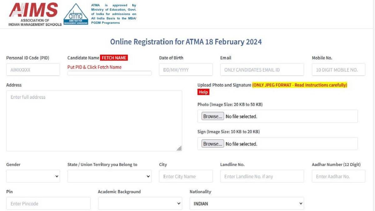 ATMA Registrations 2024 (Extended): Last Date (May 18), Exam Fees, How ...
