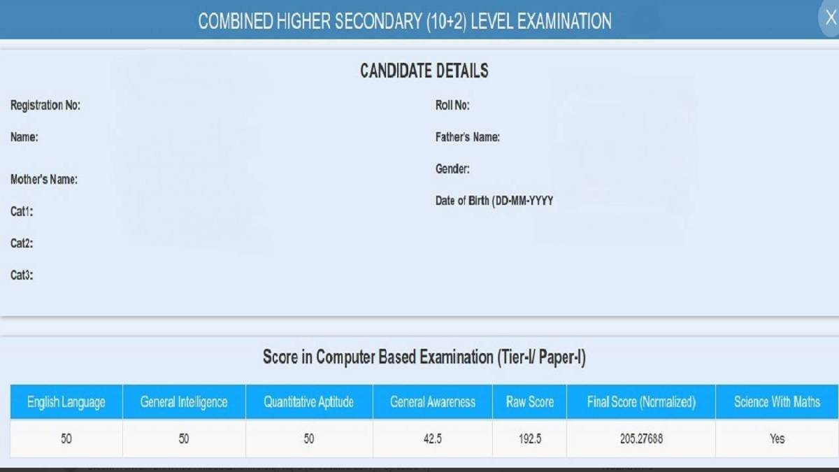 SSC CHSL Score Card 2025: Tier 1 Marks Download Link