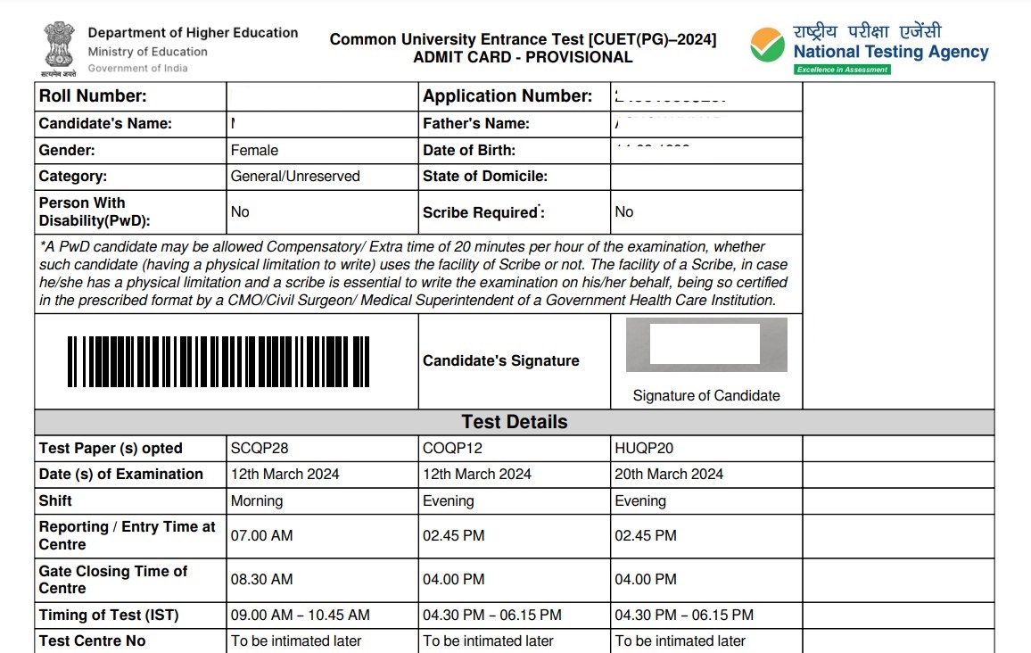 CUET PG Admit Card 2024 Live: Hall Ticket Released @pgcuet.samarth.ac.in