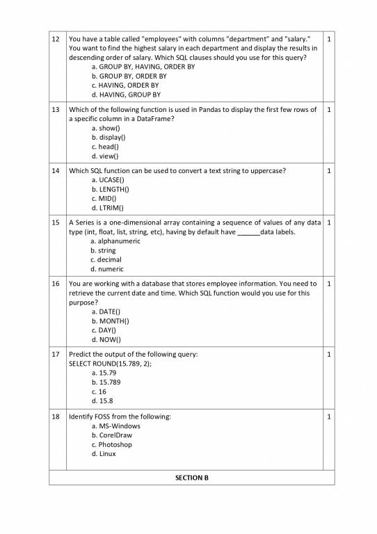 CBSE Class 12 Informatics Practices Question Paper 2024 (Available) PDF Download