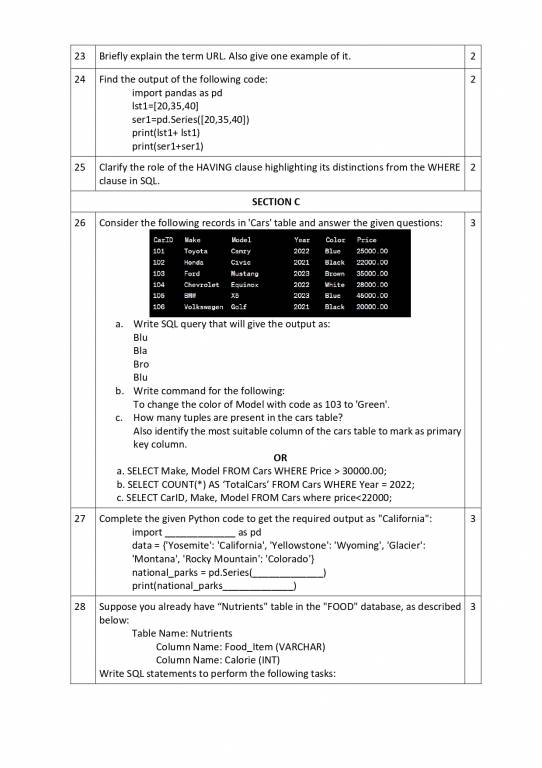 CBSE Class 12 Informatics Practices Question Paper 2024 (Available) PDF Download