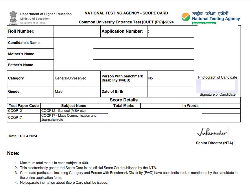 CUET PG Result 2024 (Out): Scorecard @pgcuet.samarth.ac.in, Rank List/Merit List Here