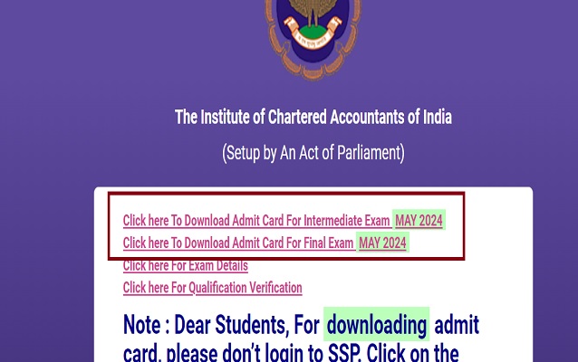 ICAI CA Admit Card 2024 (May) Live Updates: CA Inter, Final exam admit ...