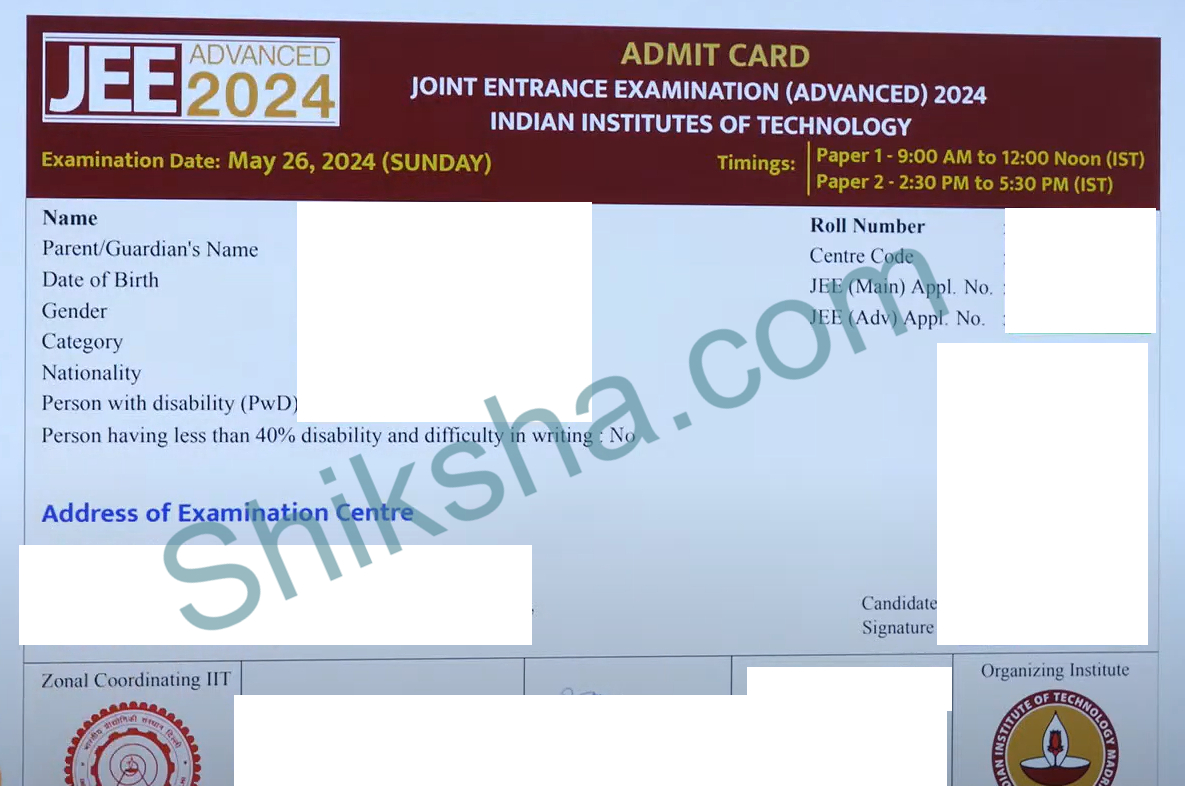 JEE Advanced Admit Card 2024 (OUT) Live Updates: Hall Ticket Download ...