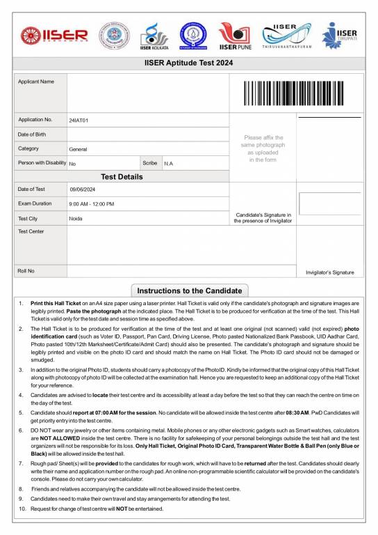 IISER Admit Card 2024 (June 1): Check IAT Hall Ticket Download Link