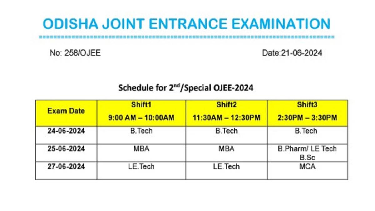 Special OJEE 2024: Counselling, Dates, Result, Admit Card, Syllabus ...