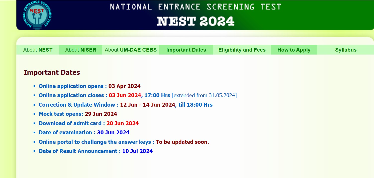 NEST Answer Key 2024 Live: NEST Provisonal Answer Key Likely to be OUT Tomorrow