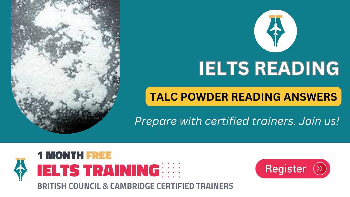 Talc Powder Reading Answers: IELTS Reading Test