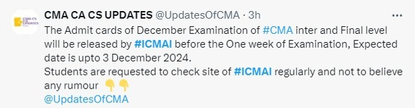 CMA December 2024 Admit Card (Link OUT) Live Updates; Direct Link, How ...