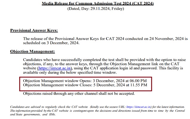 CAT 2024 Answer Key (Provisional OUT ) Live Updates: Challenge Window ...