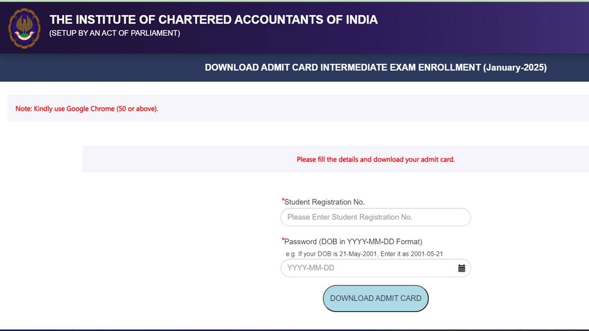 CA Intermediate Admit Card 2025 OUT: Download Hall Ticket of January ...