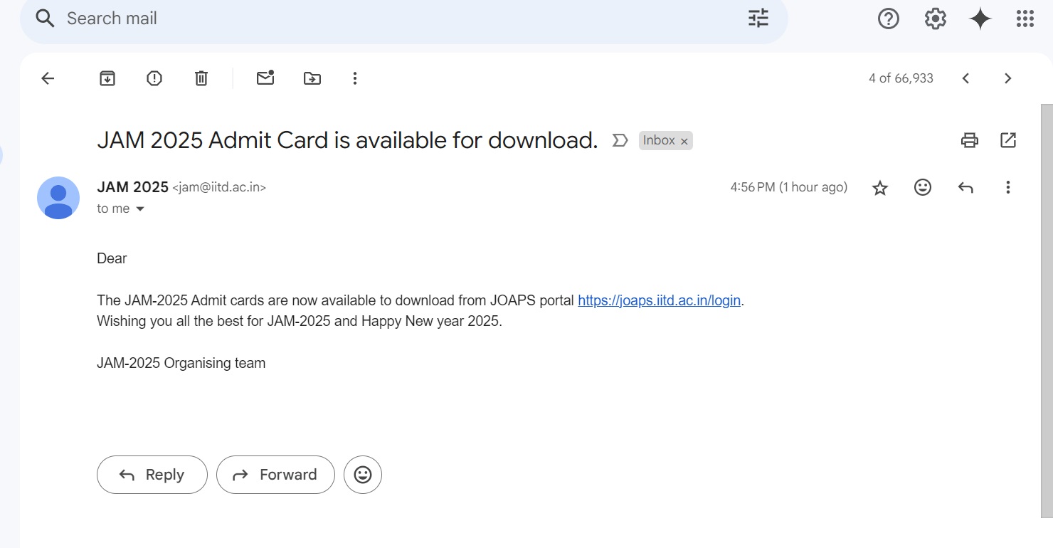 IIT JAM Hall Ticket 2025 Released @joaps.iitd.ac.in; Check Steps to Download Here