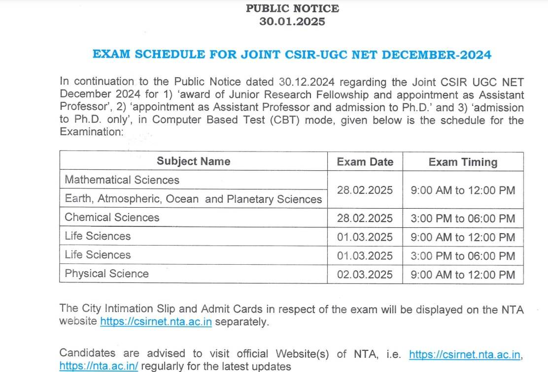 CSIR NET Exam Date 2024 OUT: Check December Session Schedule Here