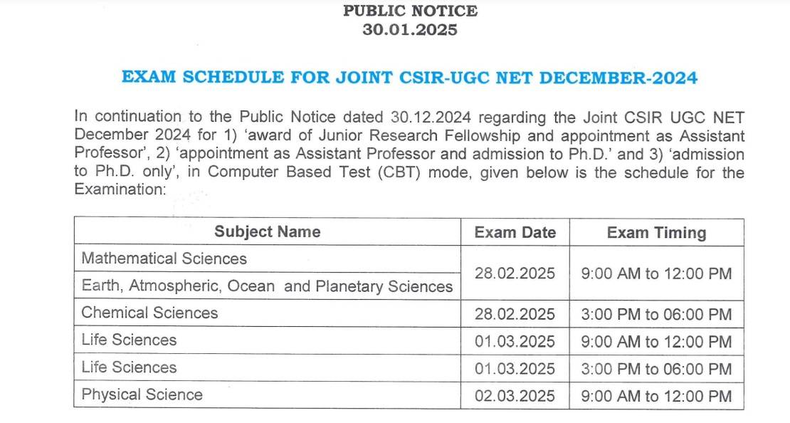 CSIR NET Shift Timings 2024: DEC Subject-Wise Paper Timing, Exam Date & Instructions