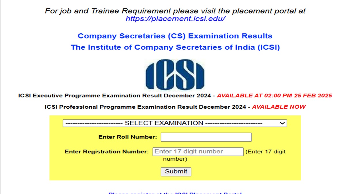 ICSI CS Professional Result Dec 2024 Out @icsi.examresults.net; Check ...