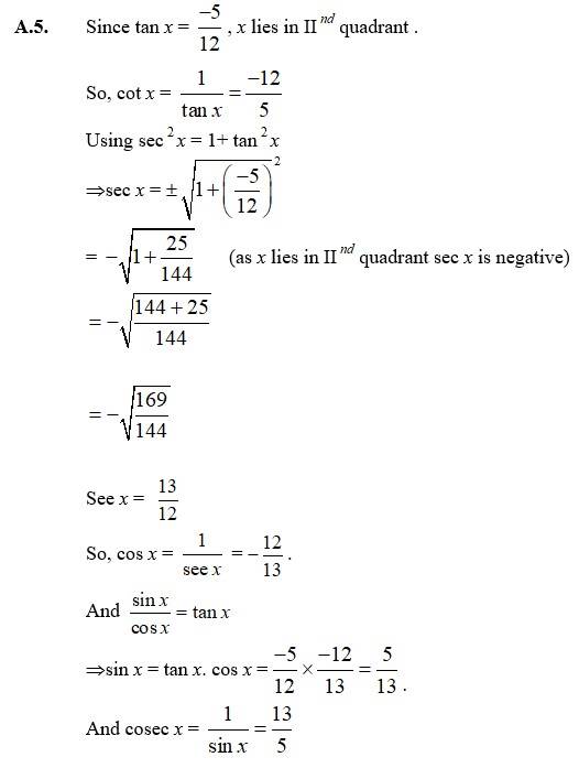 NCERT Solutions for Class 11 Maths Chapter 3 – Trigonometric Functions
