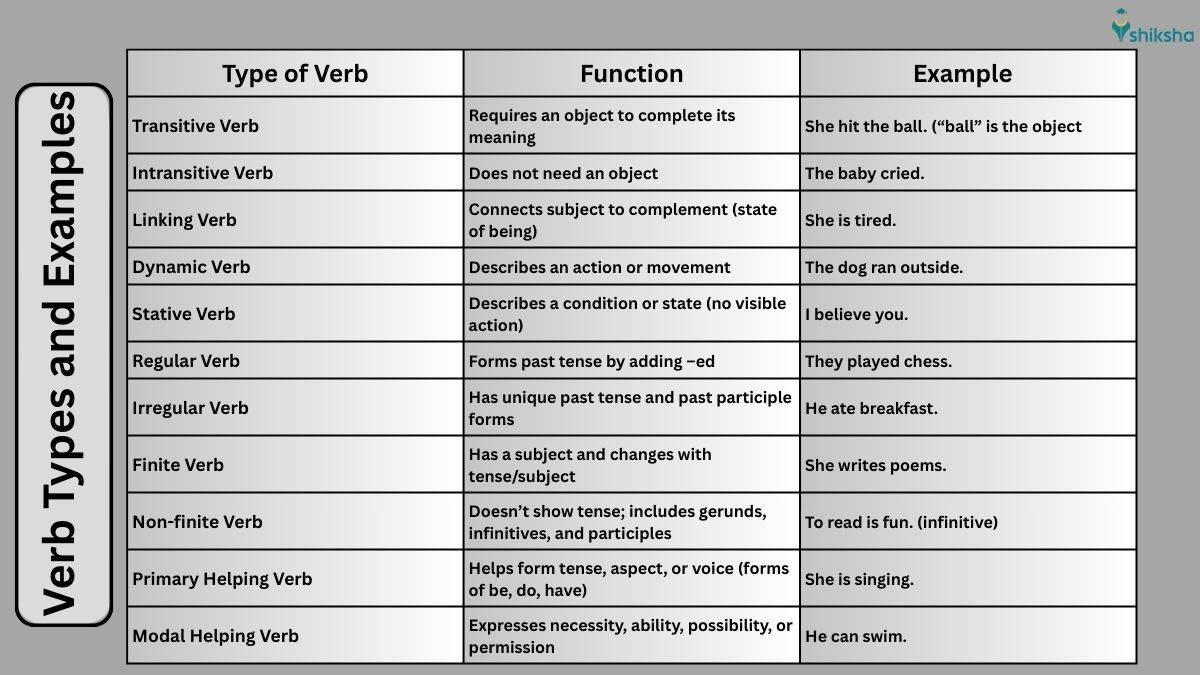 What is Verb? Definition, Meaning, Types, Rules & Examples in English Grammar