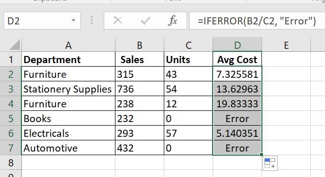 IFERROR in Excel